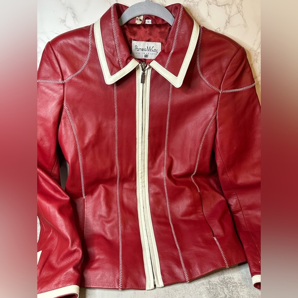 Pamela McCoy | Jackets & Coats | Pamela Mccoy Red Leather Jacket | Poshmark